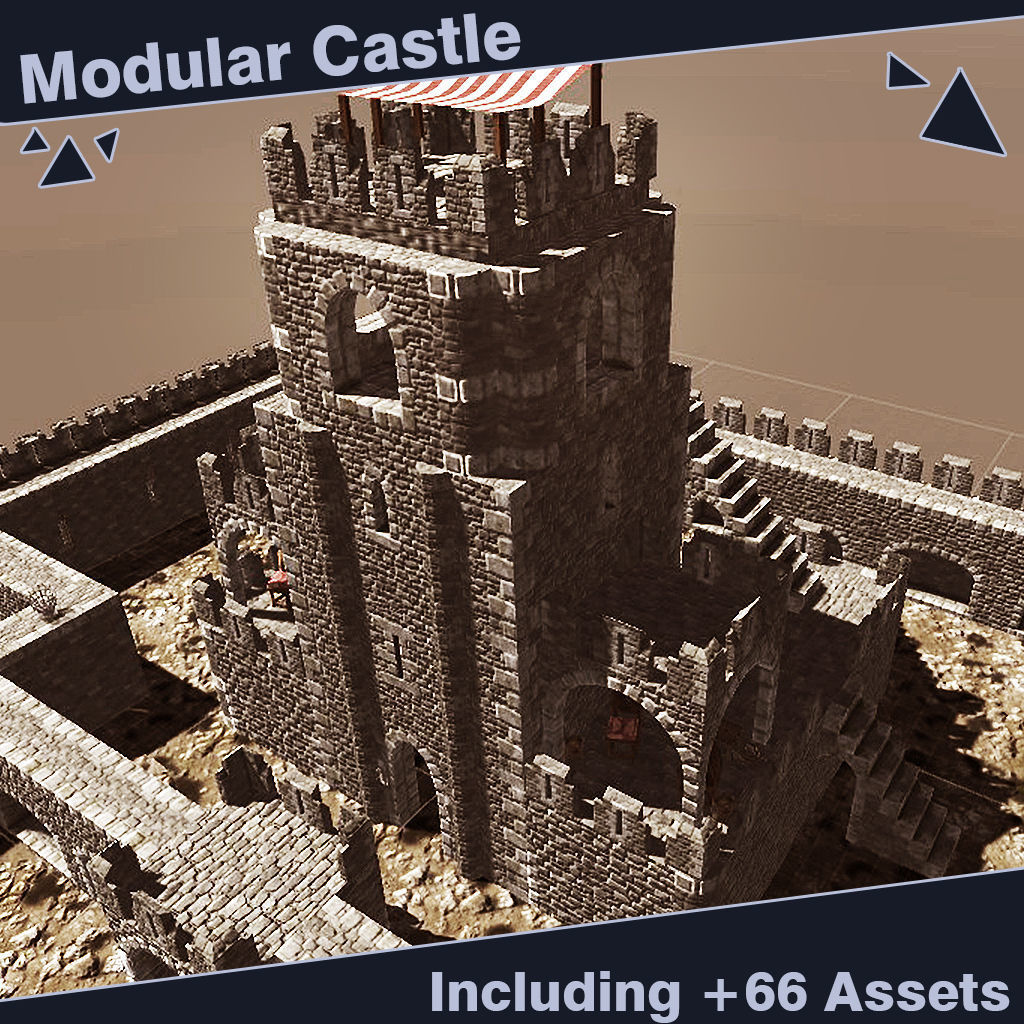 Castel Walls n Props I 66 Items I PBR I Optimized I free VR / AR / low ...