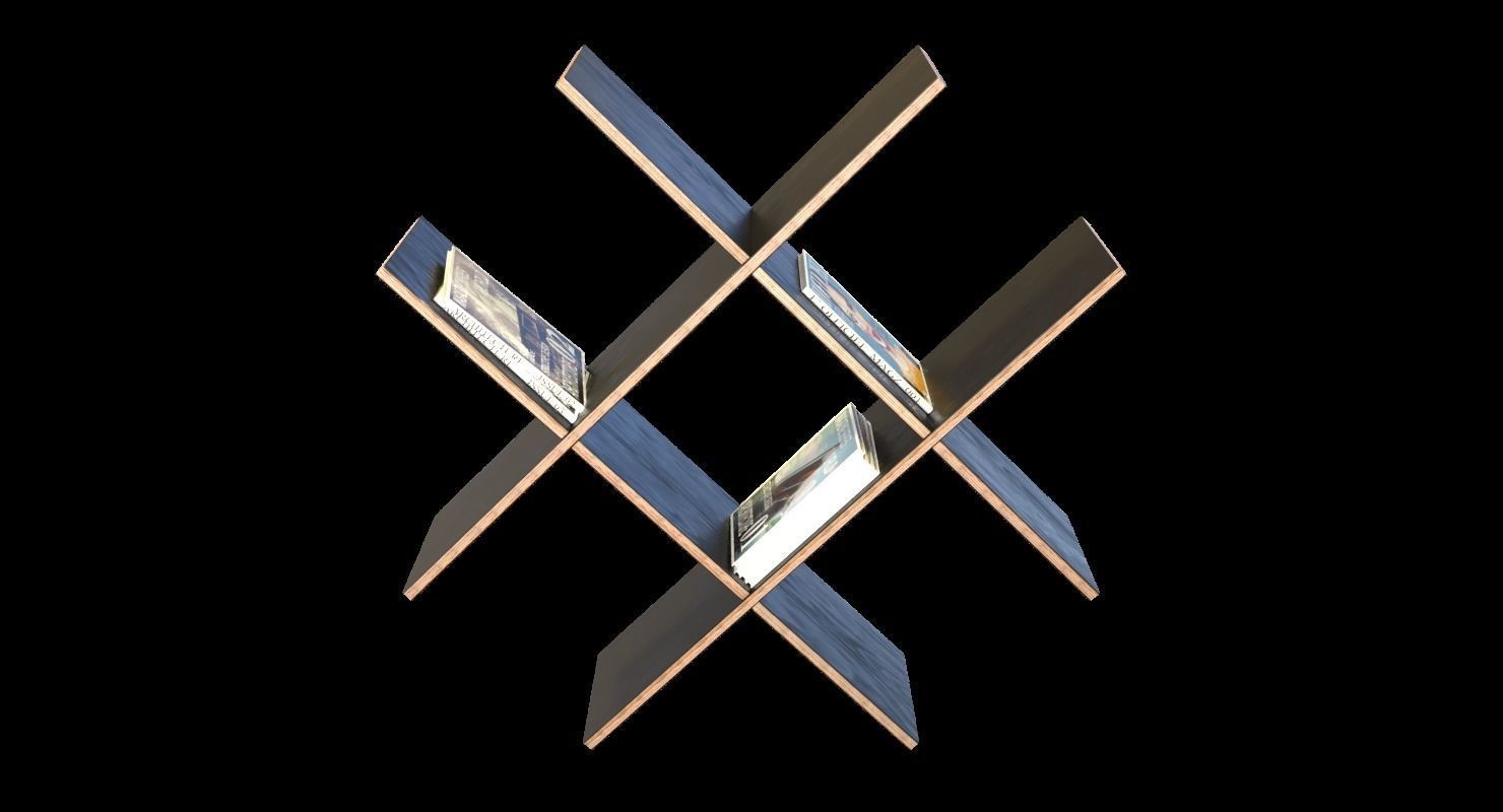 Diagonal Wall bookshelves 3D model | CGTrader