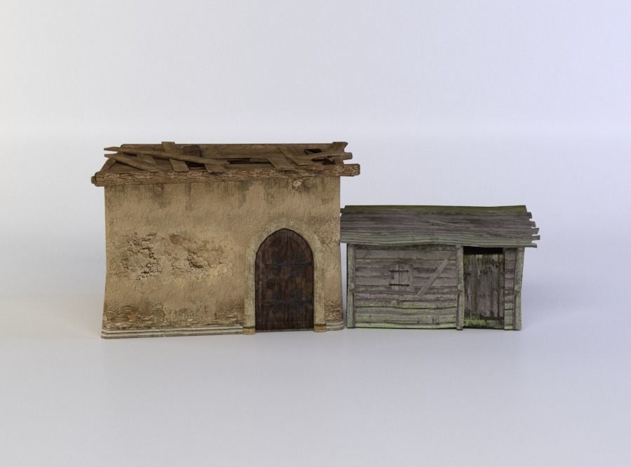 3D model Shack two wooden buildings VR / AR / low-poly | CGTrader