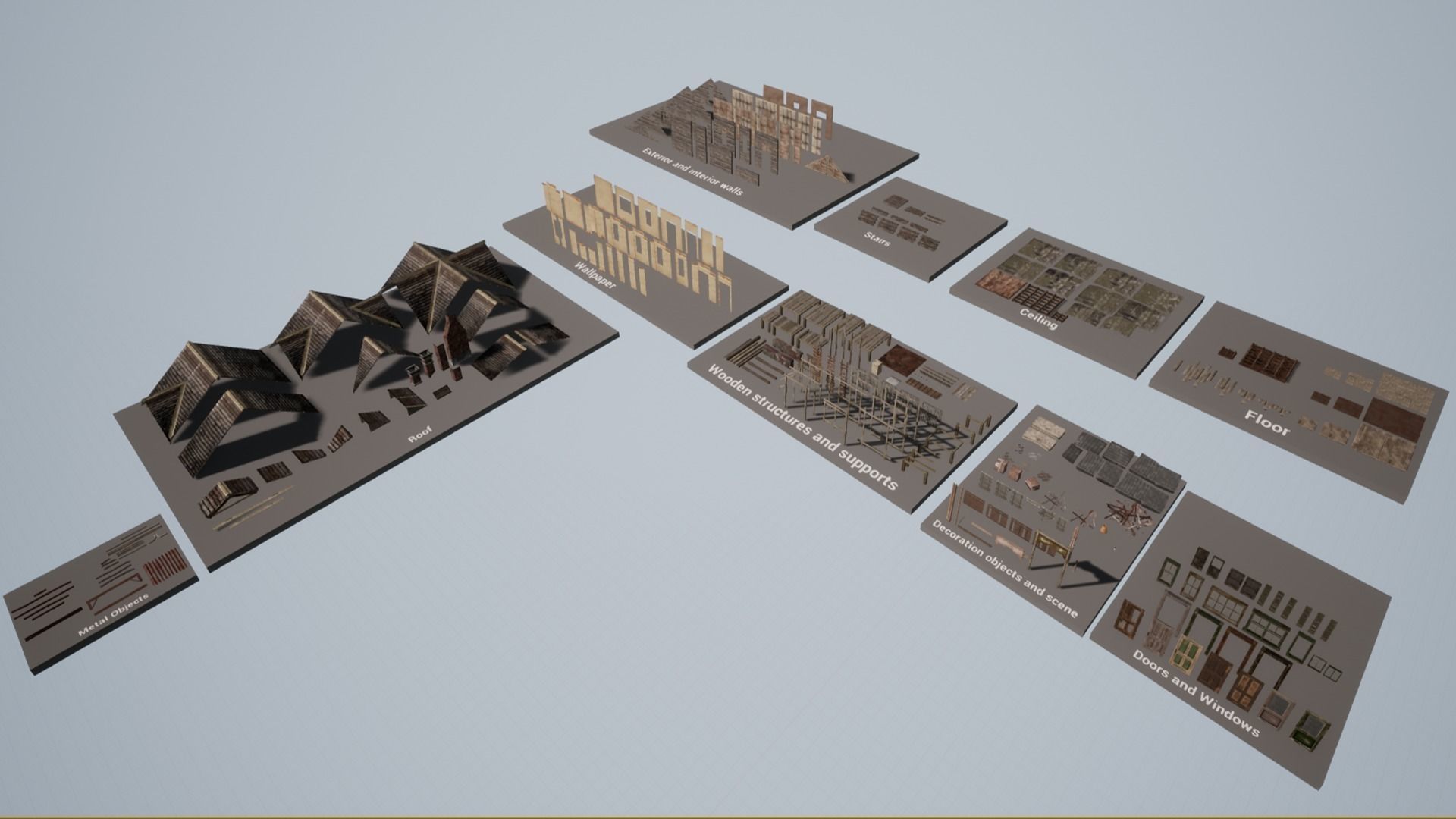 3D model UE4 UE5 Abandoned wooden house modular V01 Basic package VR ...