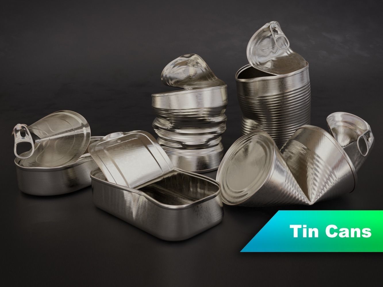 Opened Tin Can Set 3D model | CGTrader