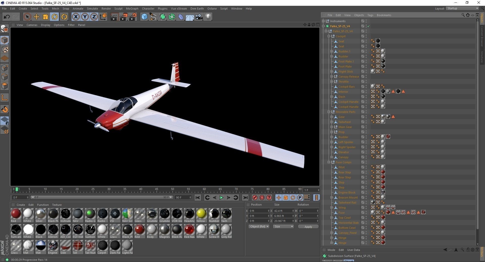 Scheibe Falke SF-25 Aircraft 3D model animated rigged | CGTrader