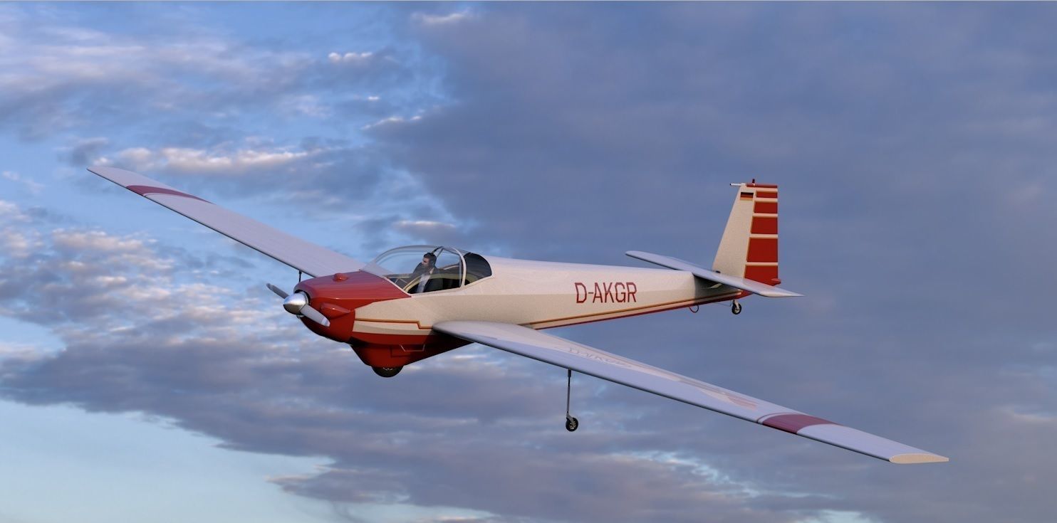 Scheibe Falke SF-25 Aircraft 3D model animated rigged | CGTrader