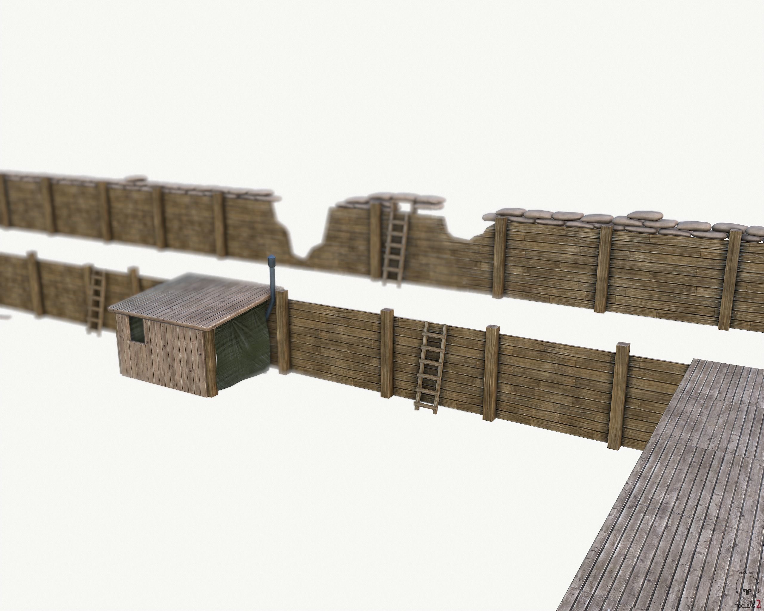 Trench System World War Modular free VR / AR / low-poly 3D model | CGTrader