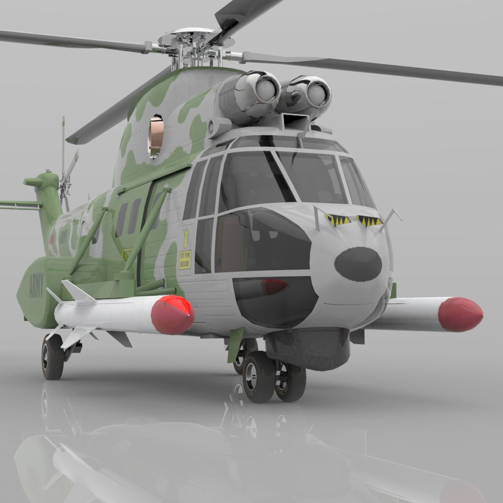 Super Puma AS-332B Helicopter 3D model | CGTrader