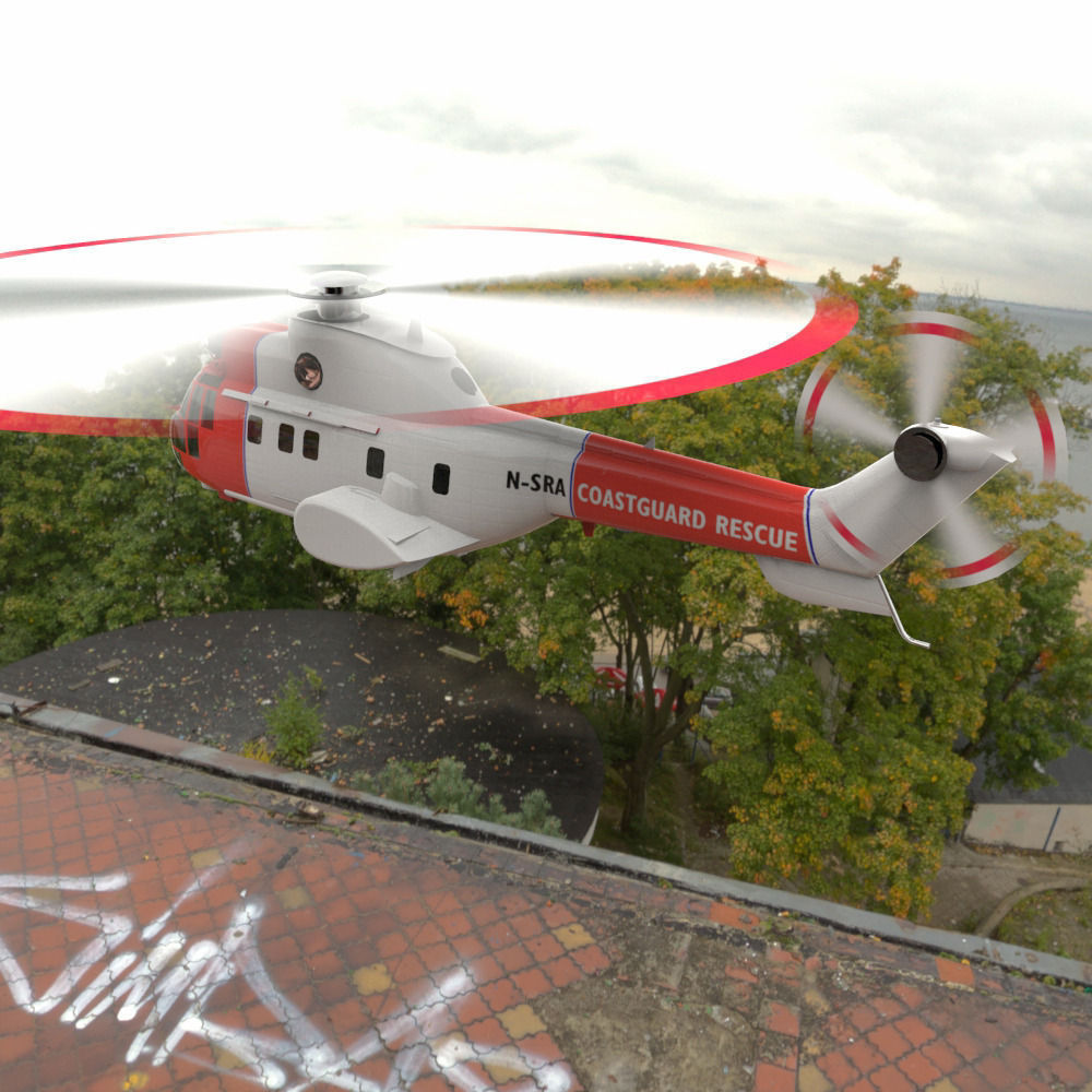 Super Puma AS-332B Helicopter 3D model | CGTrader