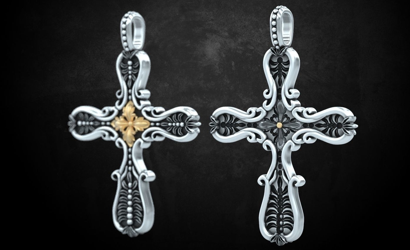 Cross with patterns 247 3D model 3D printable | CGTrader