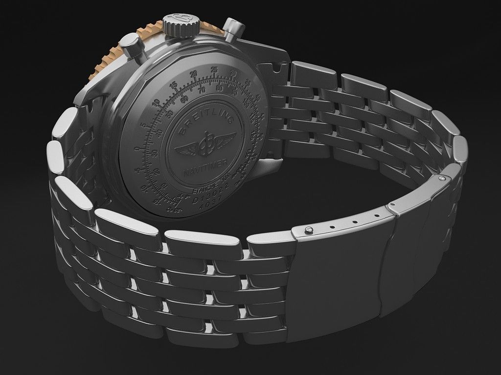 Breitling Navitimer II steel braclet mens watch 3D model | CGTrader