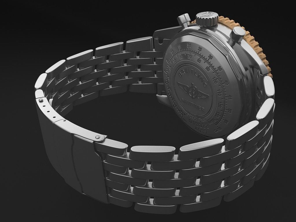 Breitling Navitimer II steel braclet mens watch 3D model | CGTrader