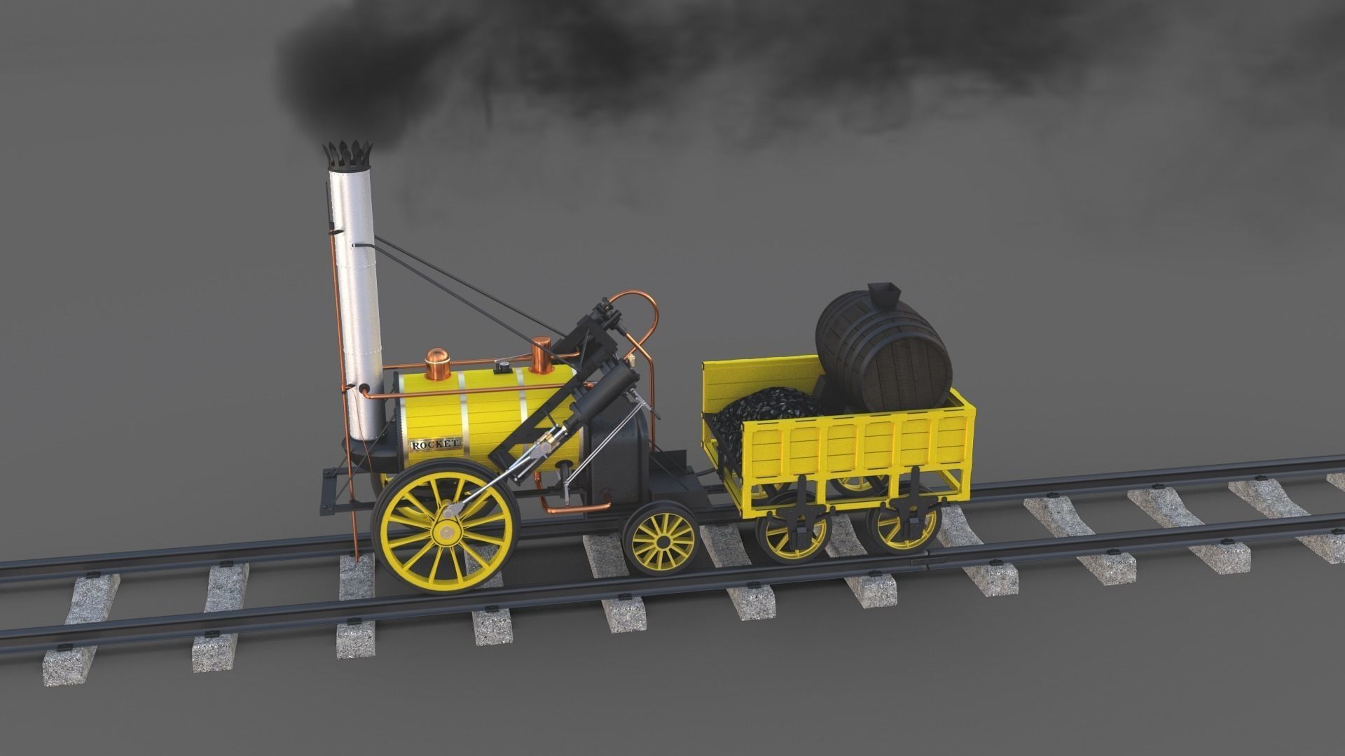 The Stephenson Animated Rocket Locomotive 3D model animated | CGTrader