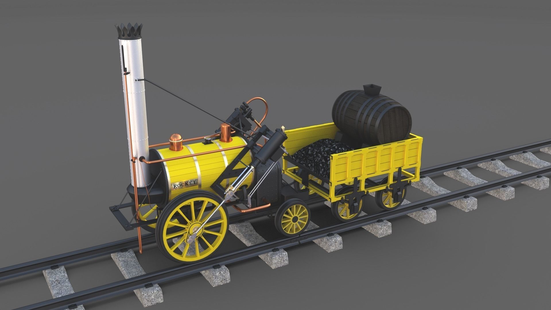 The Stephenson Animated Rocket Locomotive 3D model animated | CGTrader