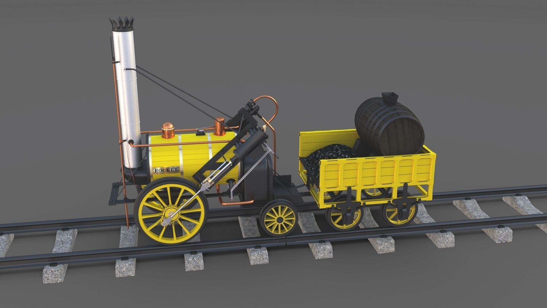 The Stephenson Rocket Locomotive 3D model | CGTrader