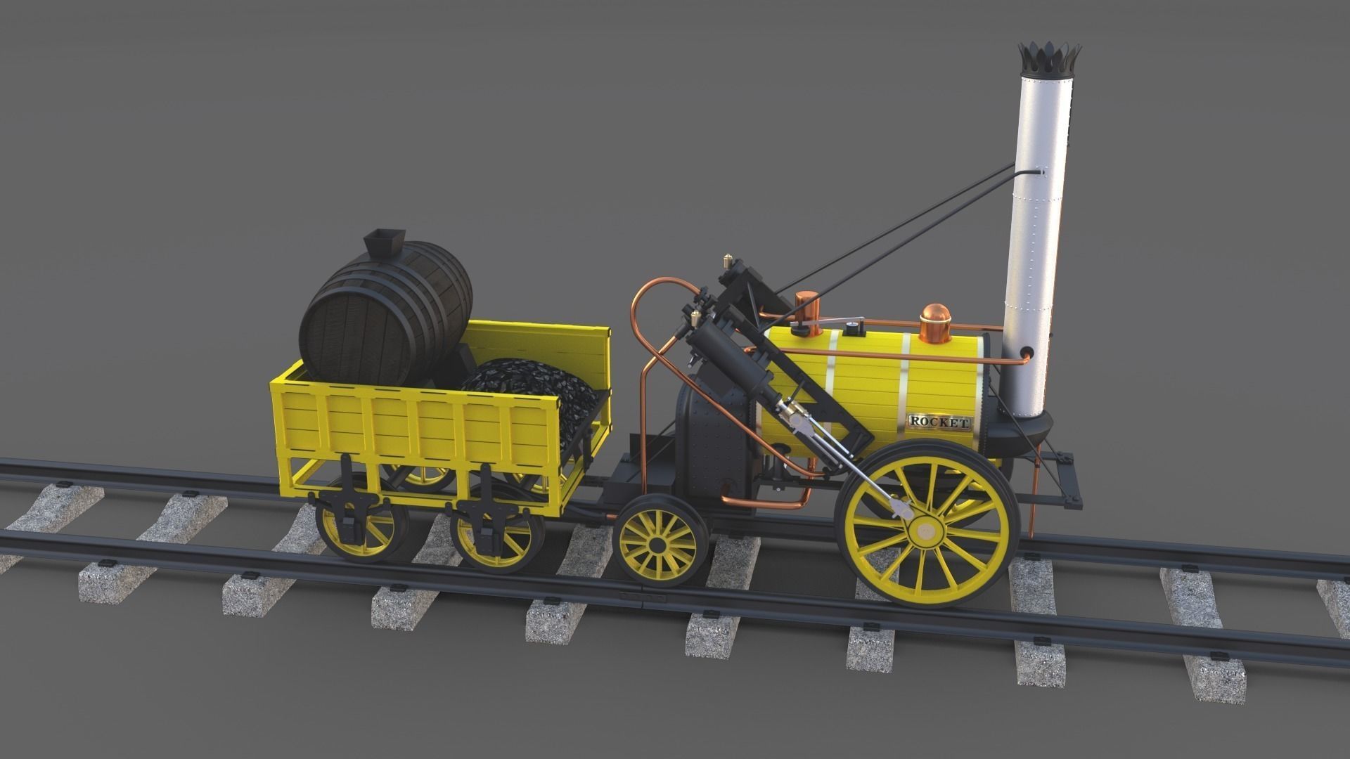The Stephenson Rocket Locomotive 3D model | CGTrader