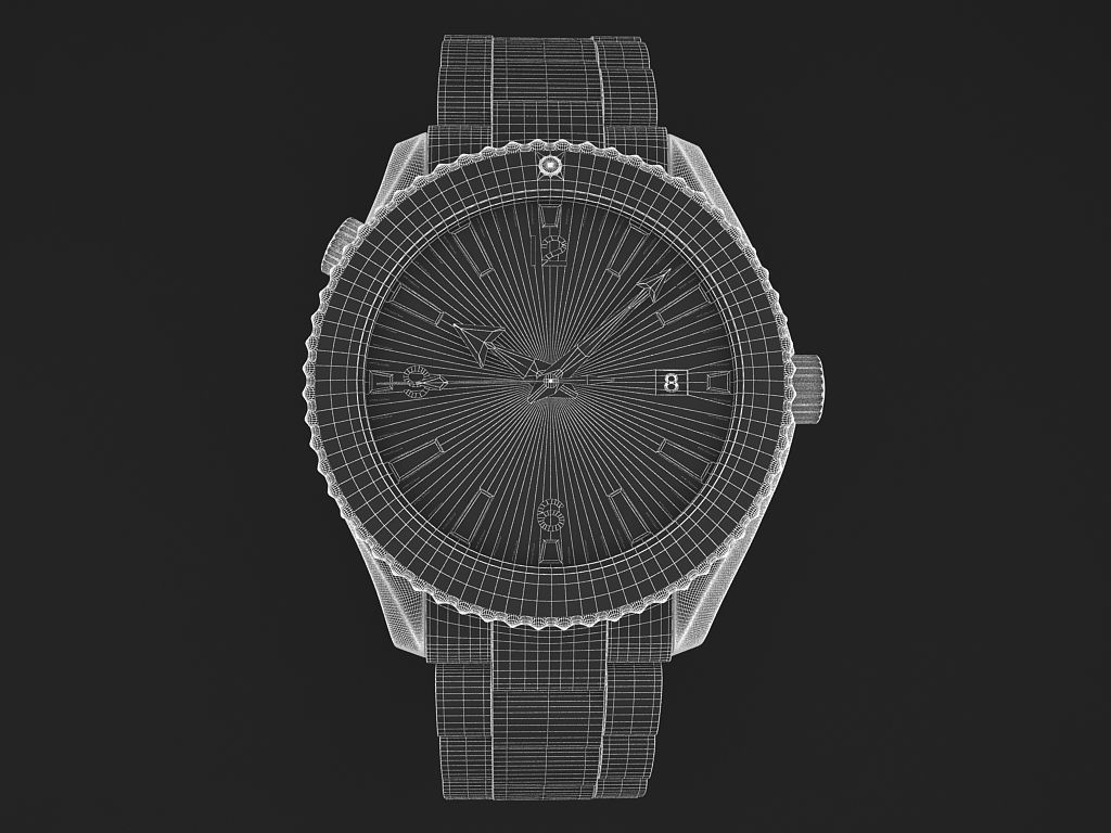 Omega Seamaster Planet Ocean Steel Braclet Mens Watch 3D model | CGTrader