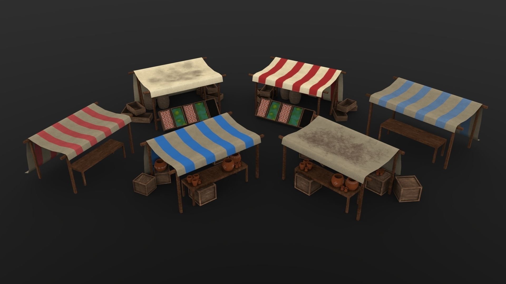 3D model Market Stall Set VR / AR / low-poly | CGTrader