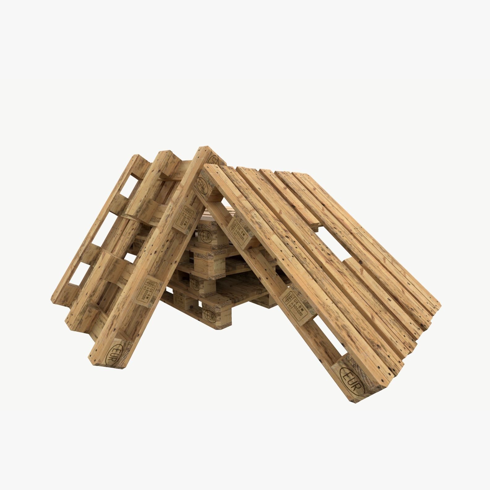 3D model pallet type industrial cp8 3 sets of texture VR / AR / low ...