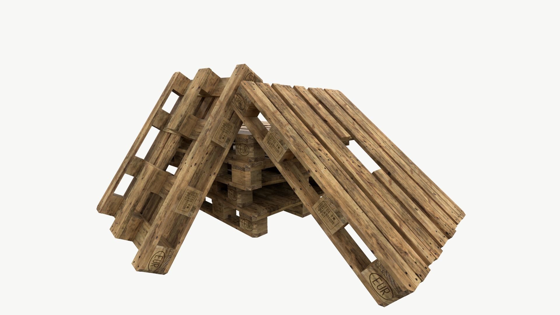 3D model pallet type industrial cp8 3 sets of texture VR / AR / low ...