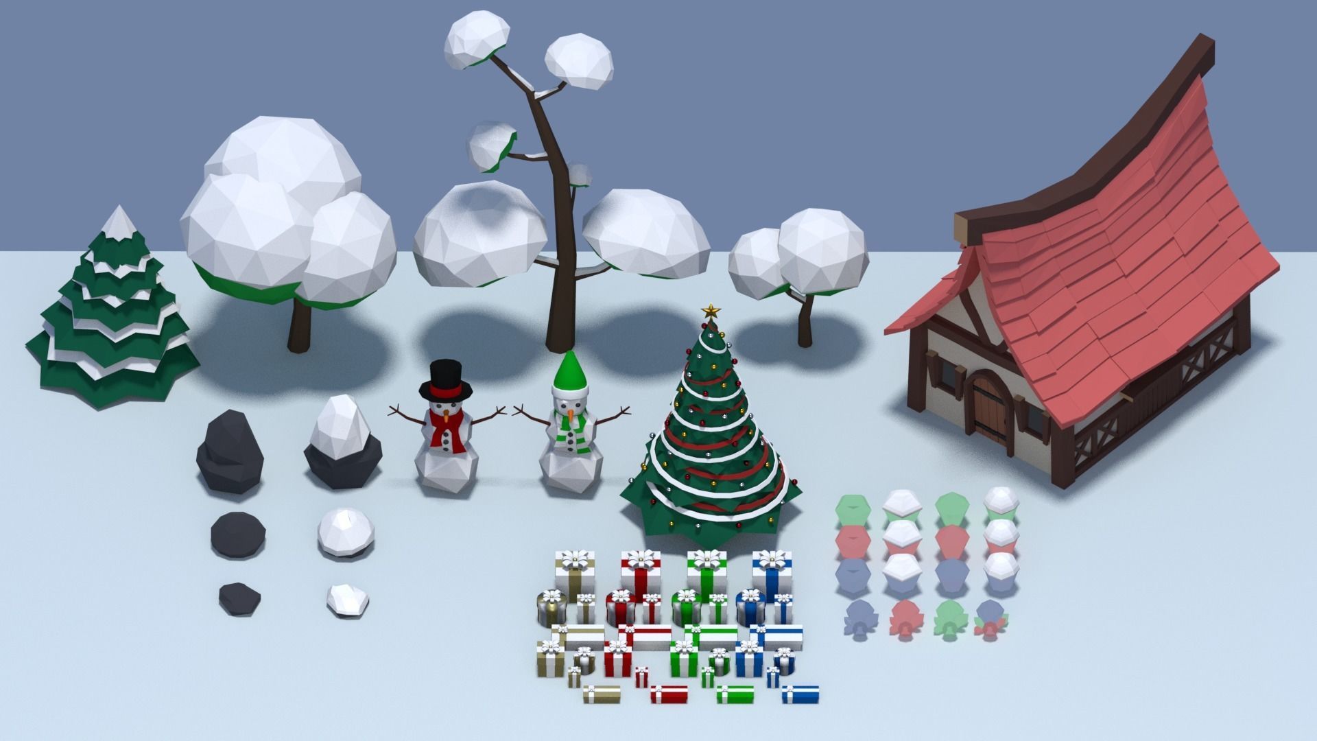 3D model Low Poly Christmas Themed Asset Pack VR / AR / low-poly | CGTrader