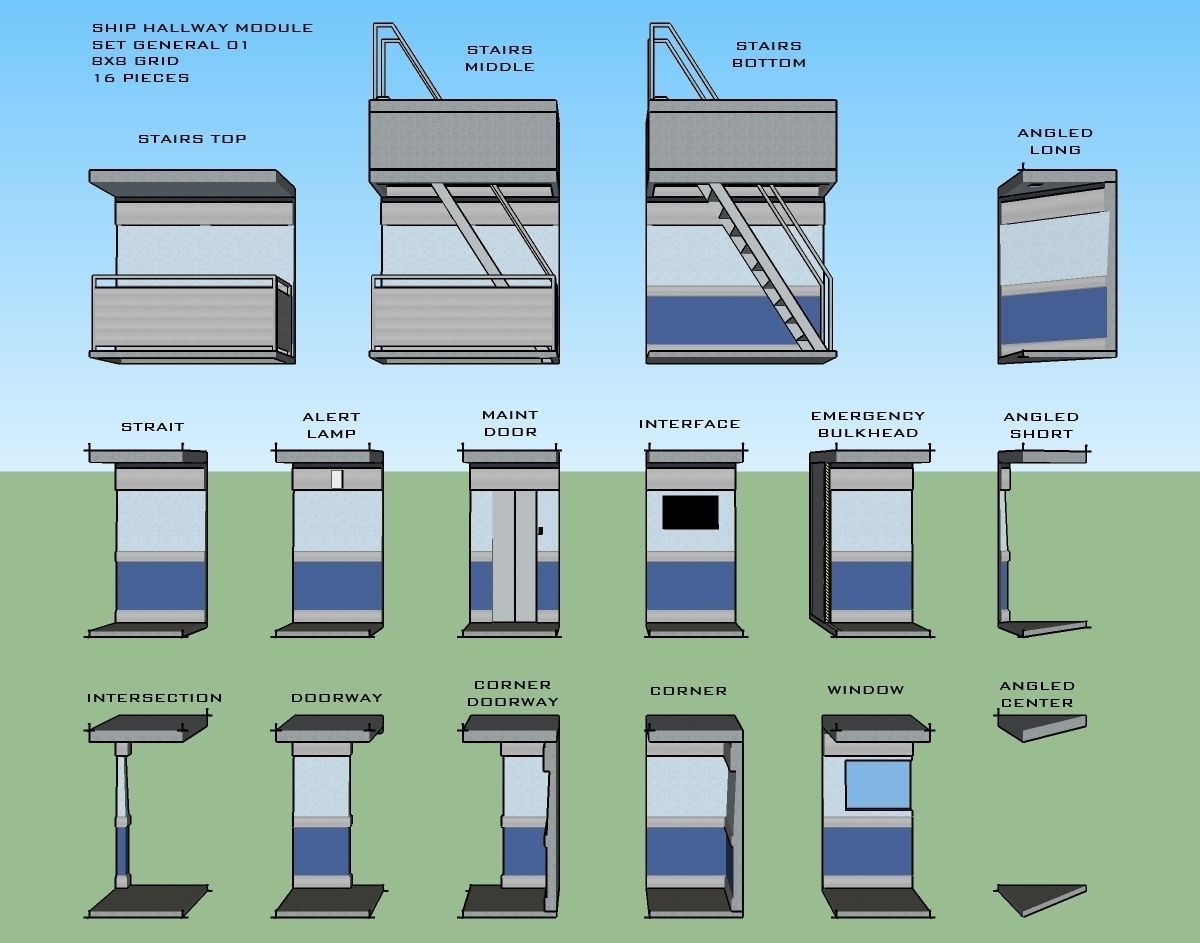 MAS-LP Ship Hallway Modules General 01 3D model | CGTrader