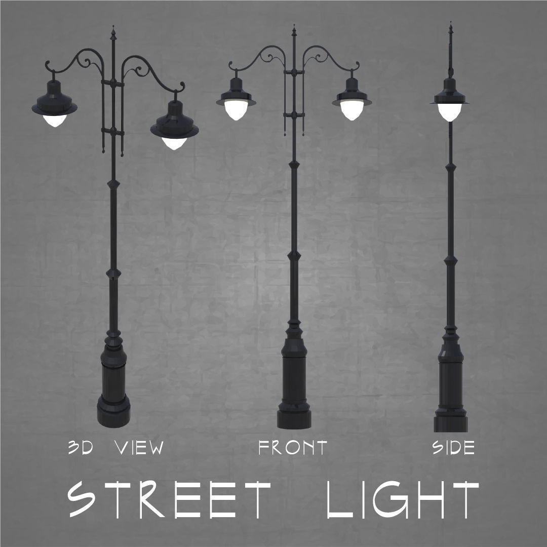 Street light fixture architectural scene lighting for street 3D model ...