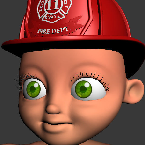 Baby Fireman Cartoon Rigged 3D model rigged | CGTrader