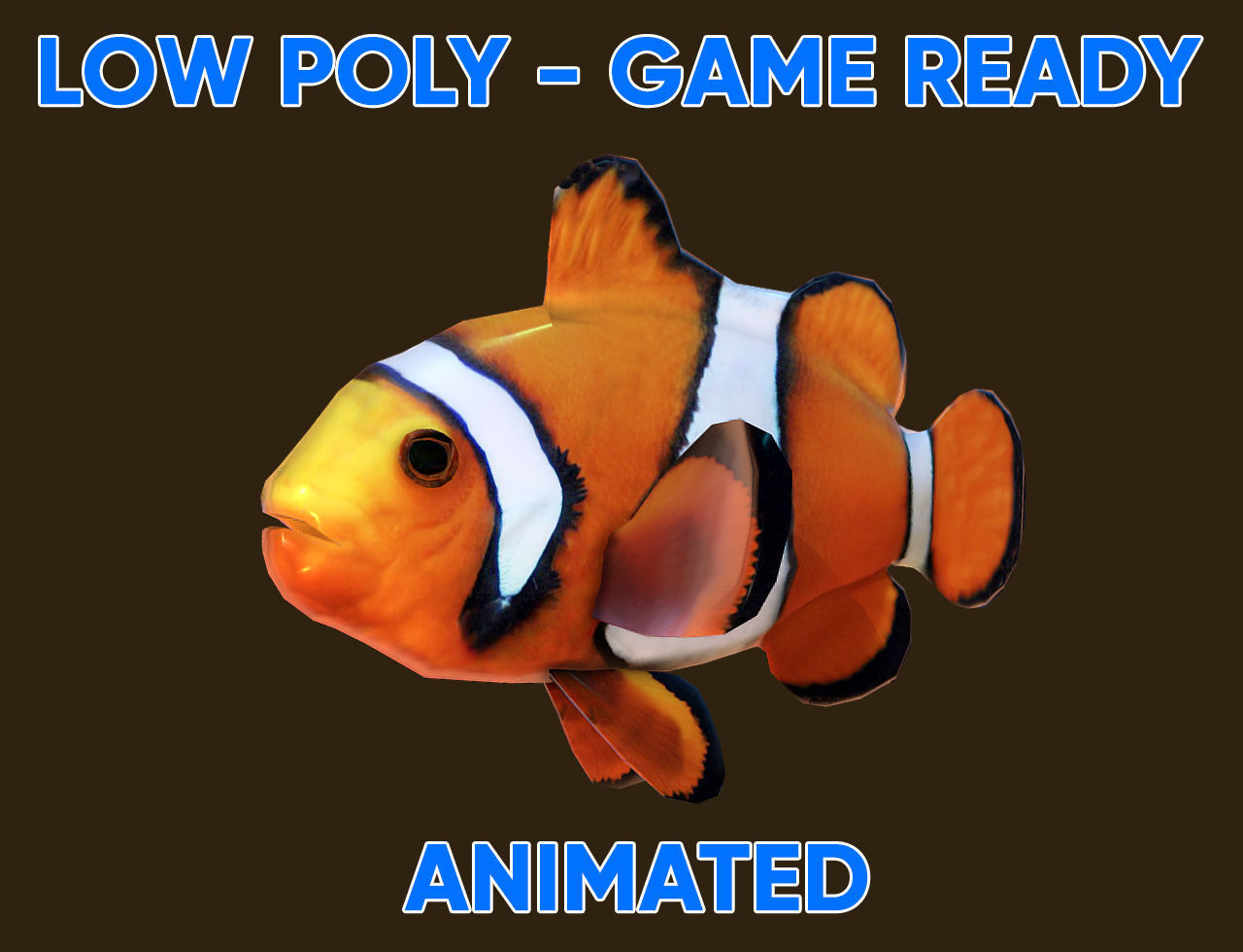 Low poly Clown Fish Animated - Game Ready 3D asset