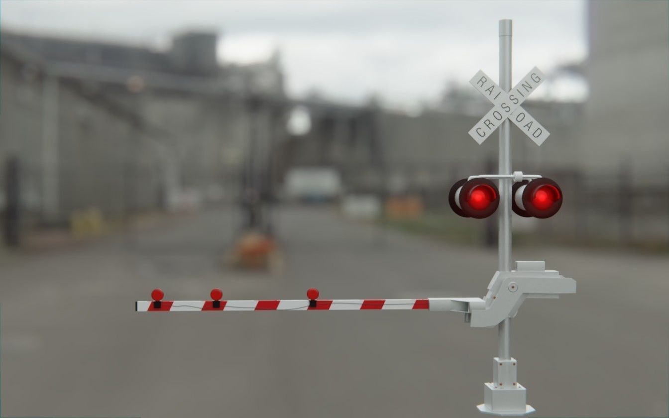 Level crossing - Railroad crossing with lights US Railway 3D model ...