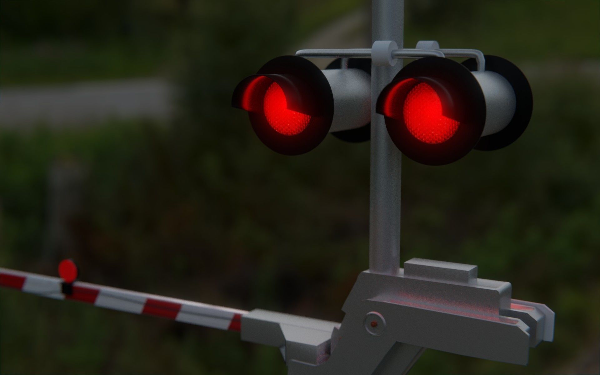 Level crossing - Railroad crossing with lights US Railway 3D model ...