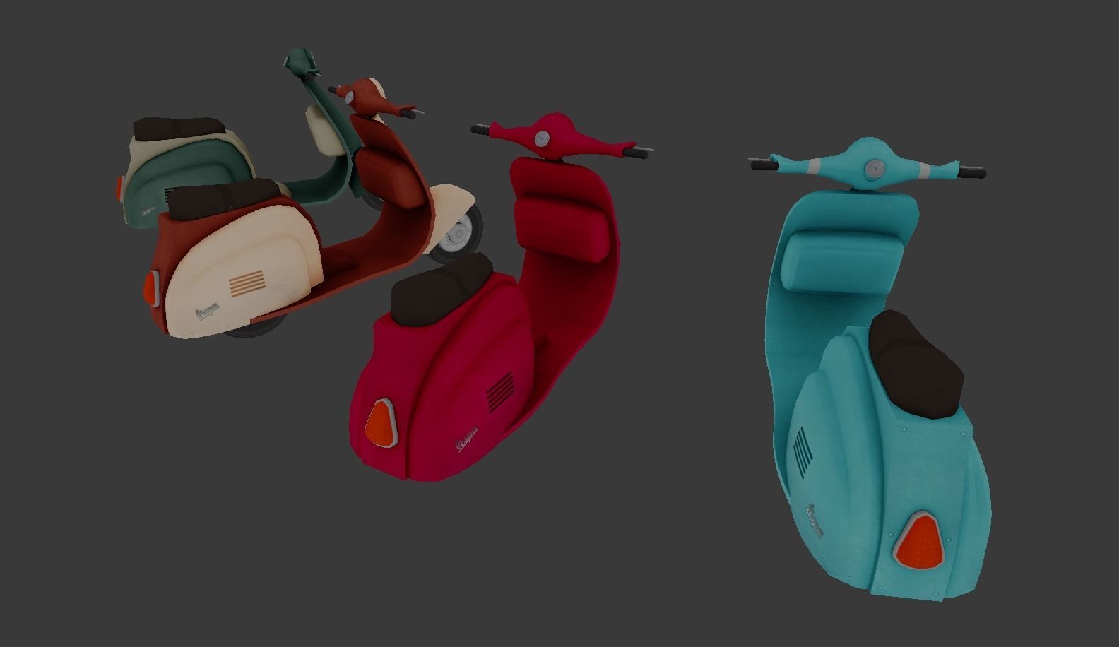 3D model Cartoon scooter moped with animation VR / AR / low-poly rigged ...