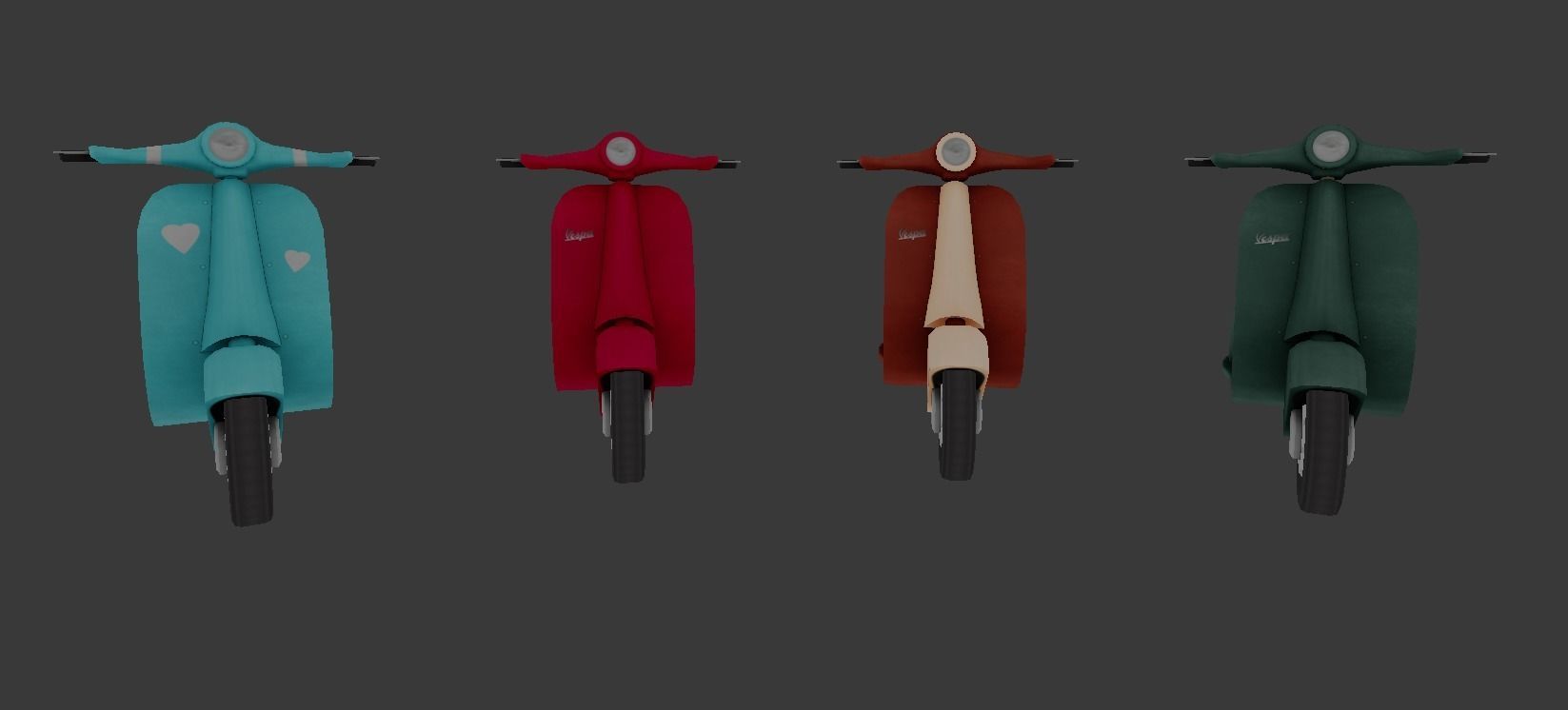 3D model Cartoon scooter moped with animation VR / AR / low-poly rigged ...