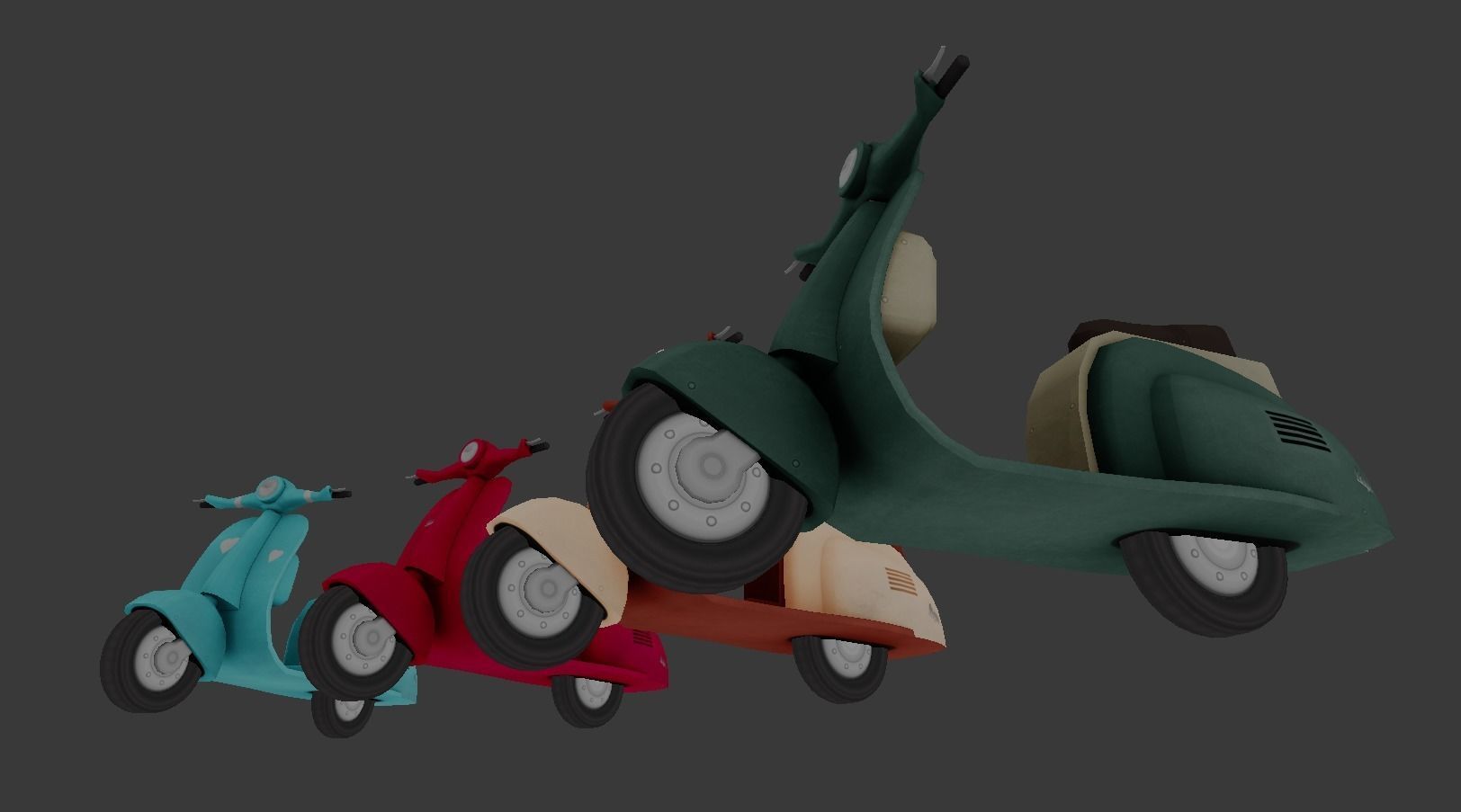 3D model Cartoon scooter moped with animation VR / AR / low-poly rigged ...