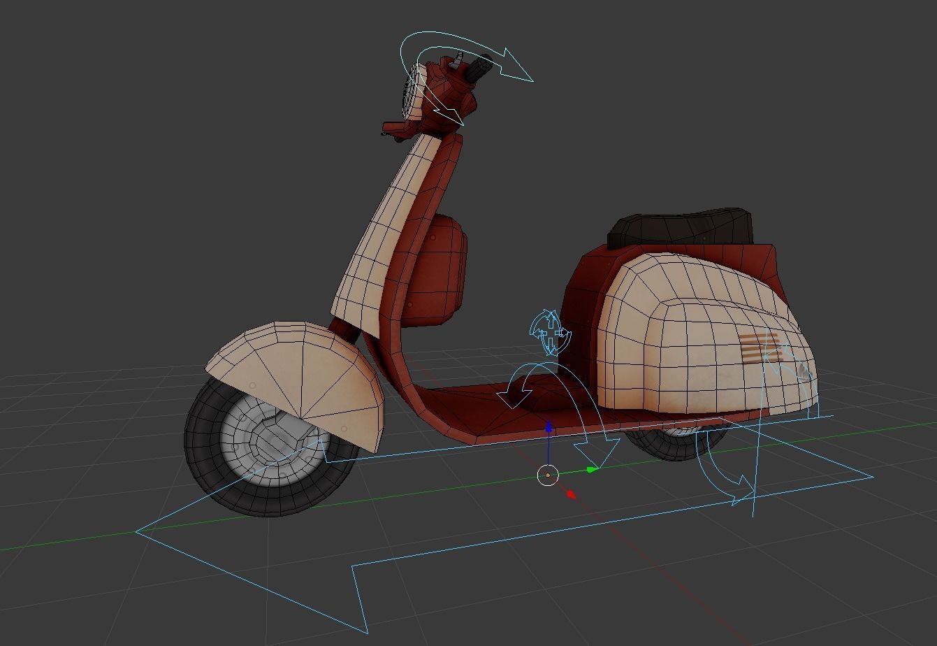 3D model Cartoon scooter moped with animation VR / AR / low-poly rigged ...