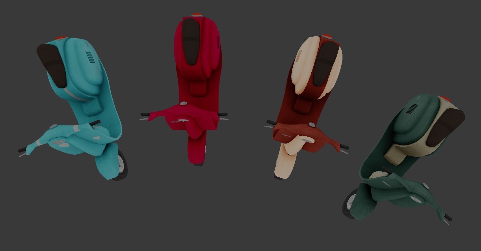 3D model Cartoon scooter moped with animation VR / AR / low-poly rigged ...