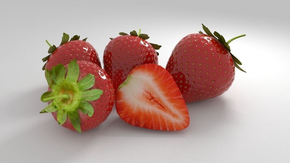 strawberry three strawberries 3D model | CGTrader