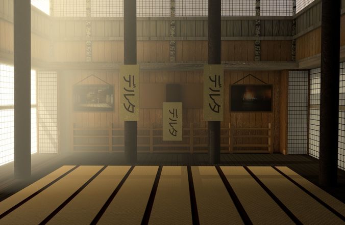 Japanese training dojo 3D model | CGTrader