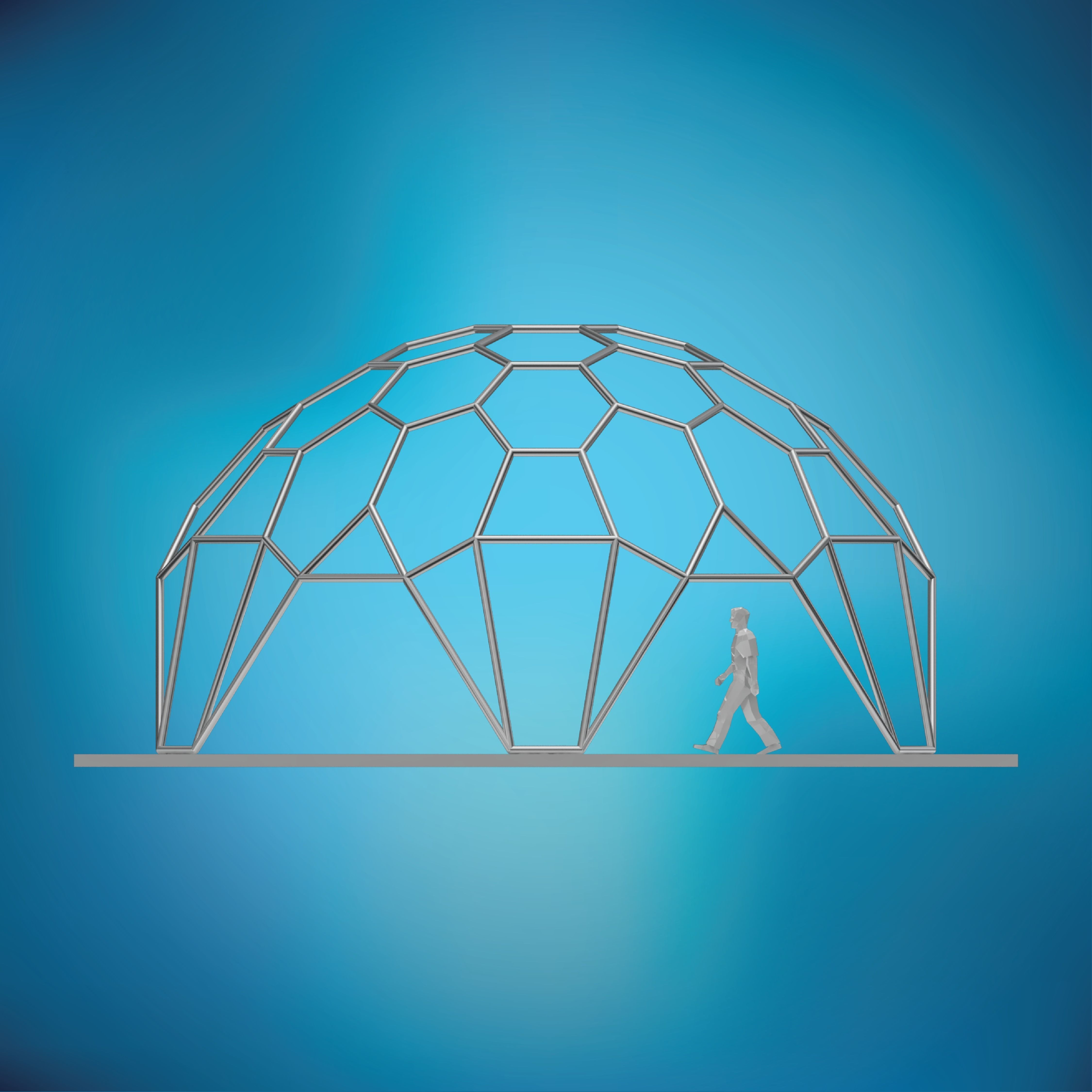 hexadome hexagonal dome with glass and wire frame structure 3D model ...