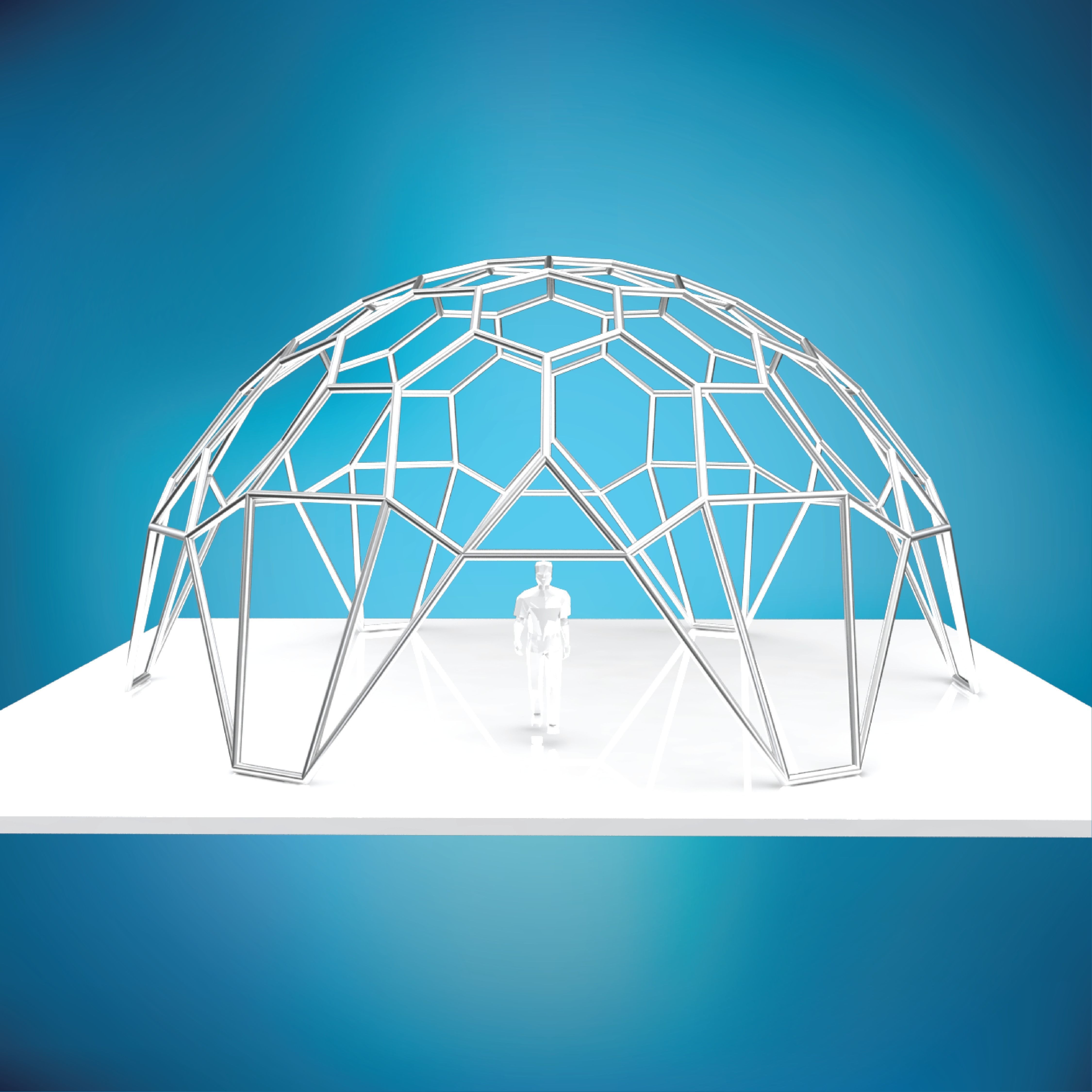 hexadome hexagonal dome with glass and wire frame structure 3D model ...