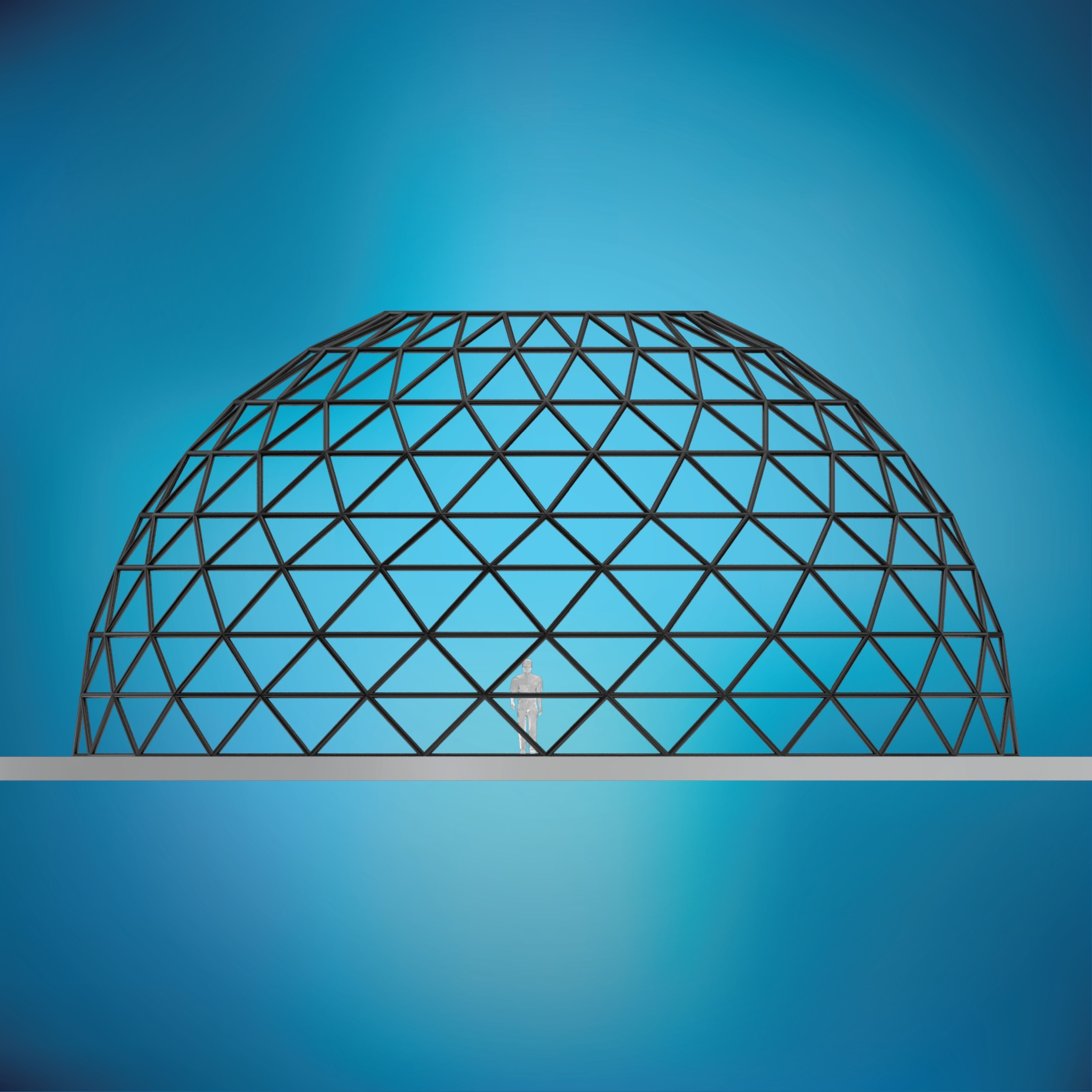 3D model Dome triangulated wire frame structure large VR / AR / low ...