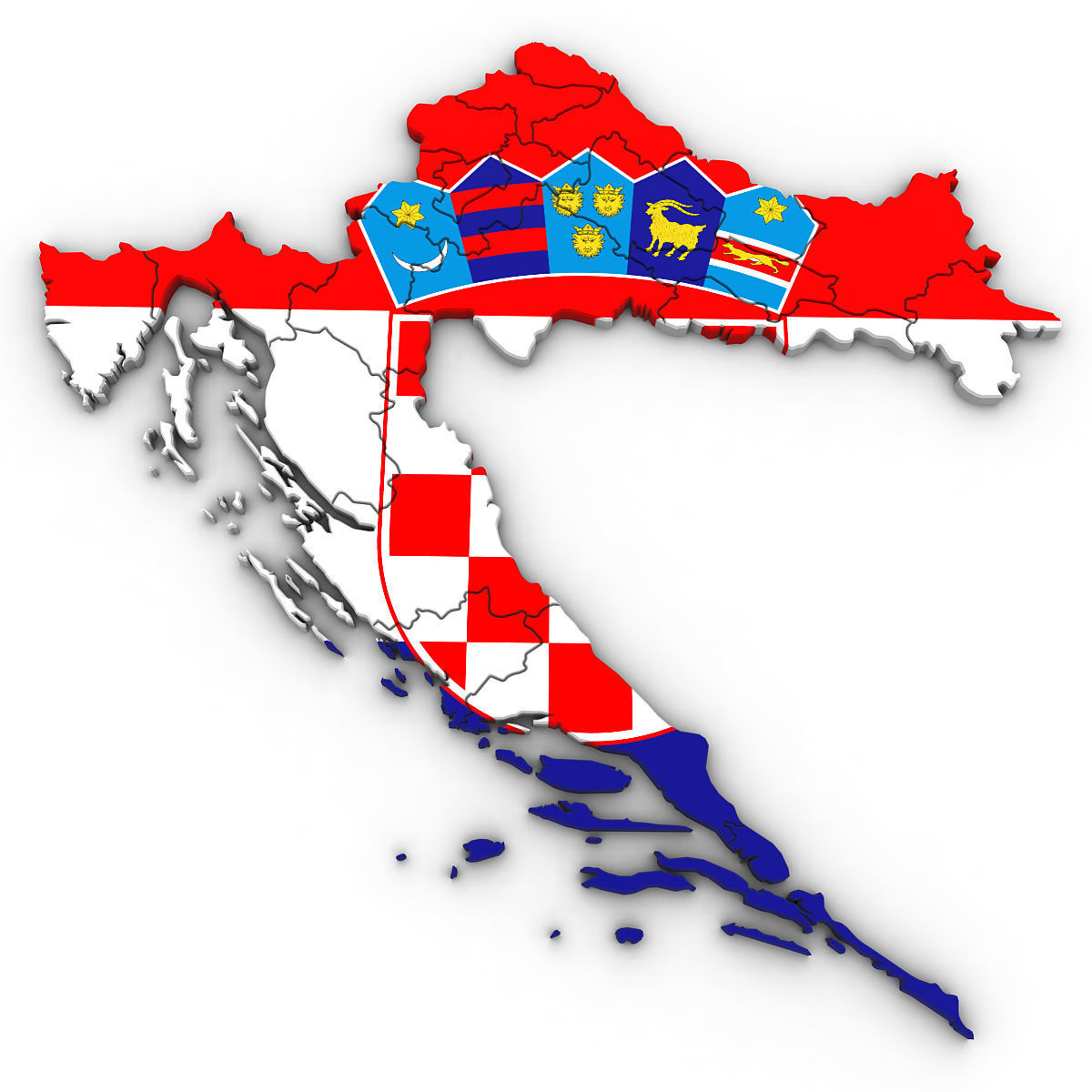 3d Political Map of Croatia | CGTrader