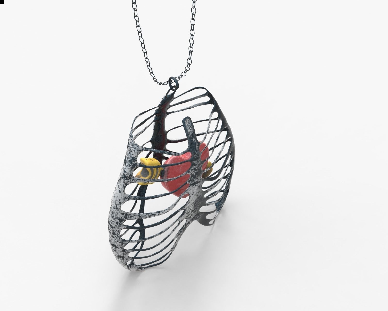 Necklace Rib Cage Heart 3D model | CGTrader