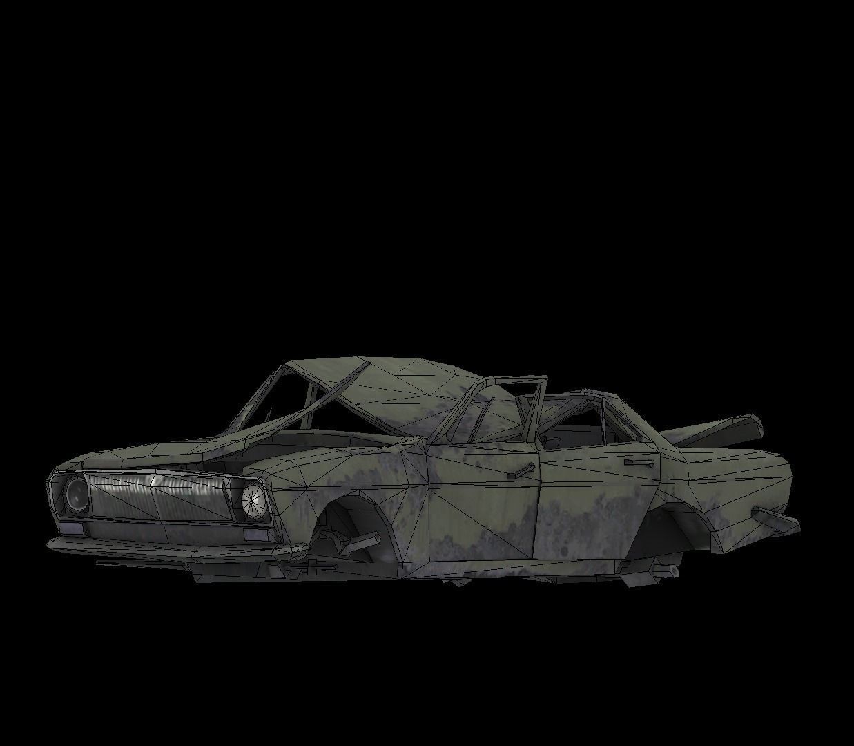 Low Poly Wrecked Car Game Ready free VR / AR / low-poly 3D model | CGTrader