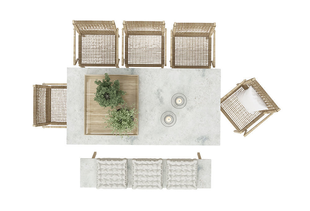 Chai outdoor table with rotting wood chair and bench set 3D model ...