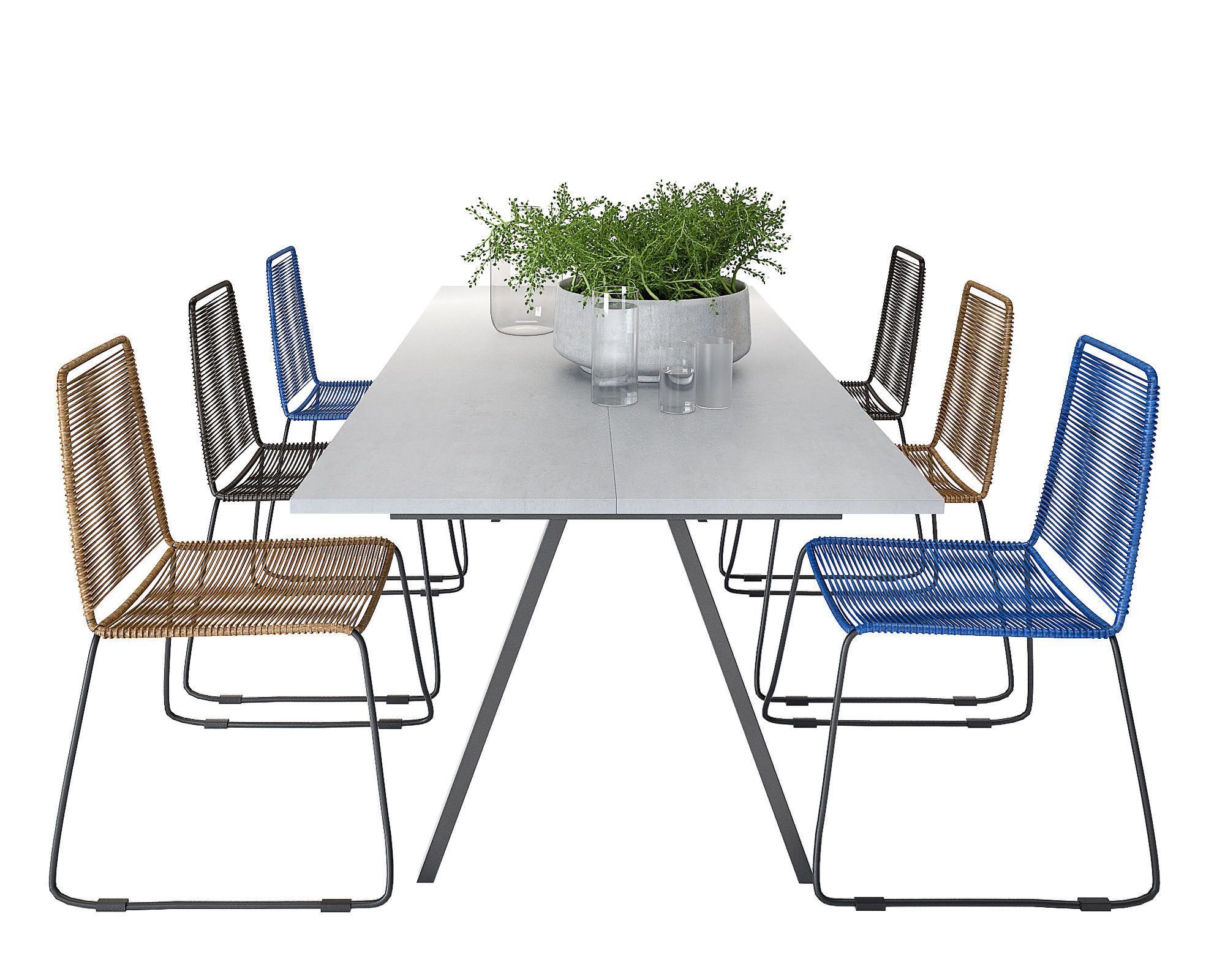 Foggia Outdoor Table with six Joy Rotting Chairs 3D model | CGTrader