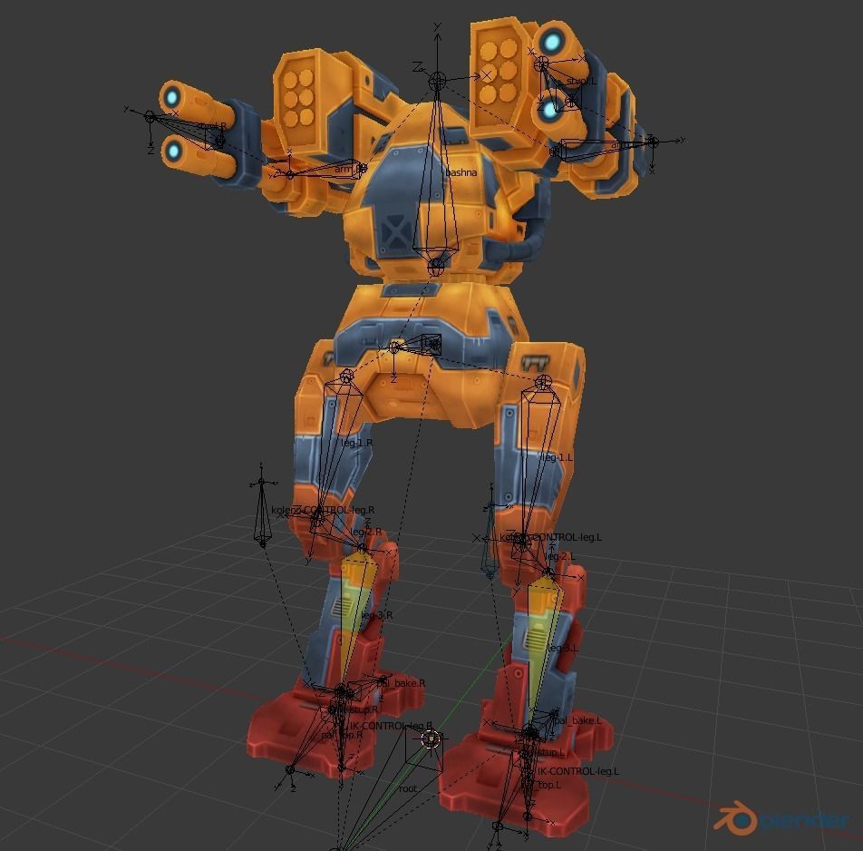 3D model Robot mech 1 with rig and animation VR / AR / low-poly rigged ...