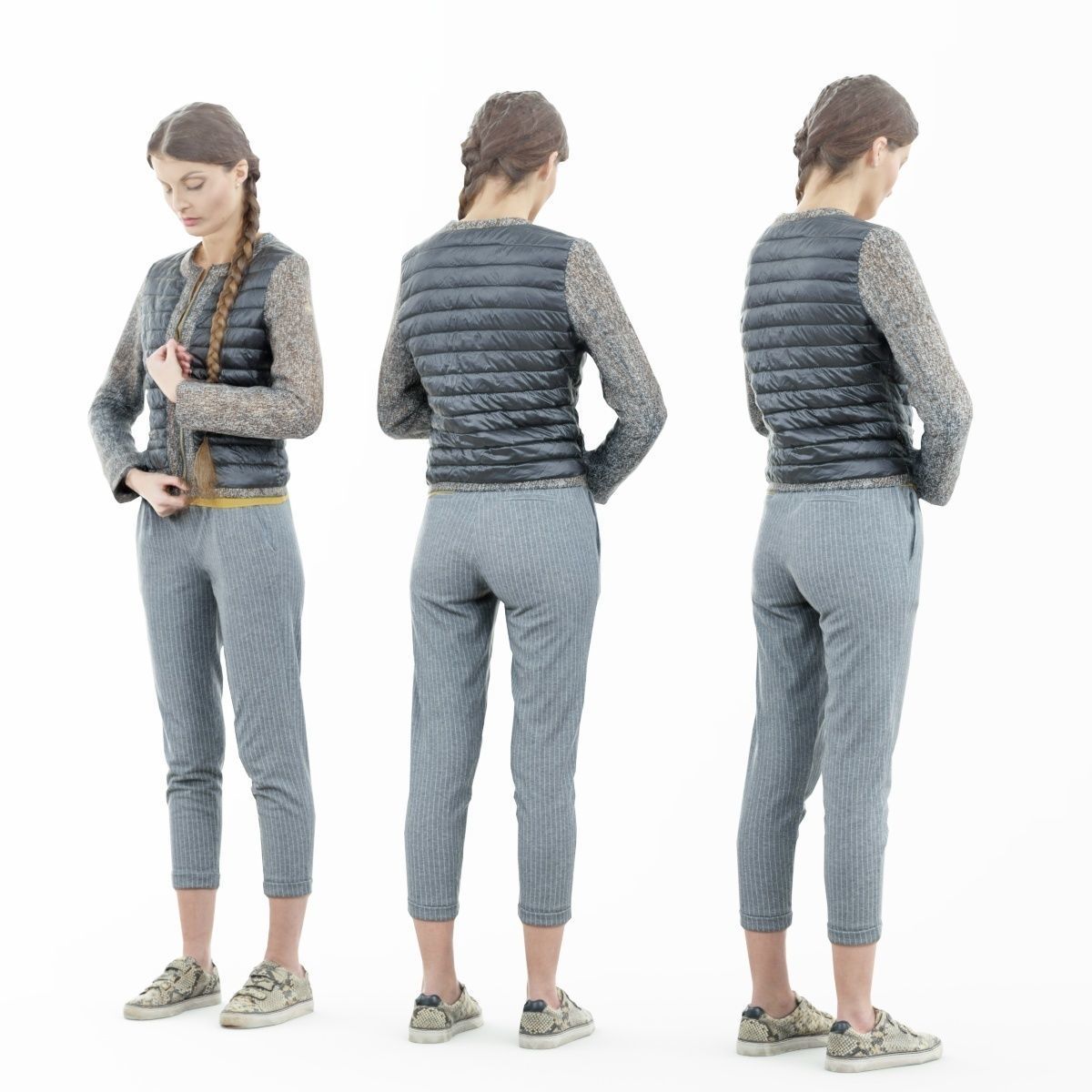 3D model Girl Zipping up Shiny Jacket VR / AR / low-poly | CGTrader