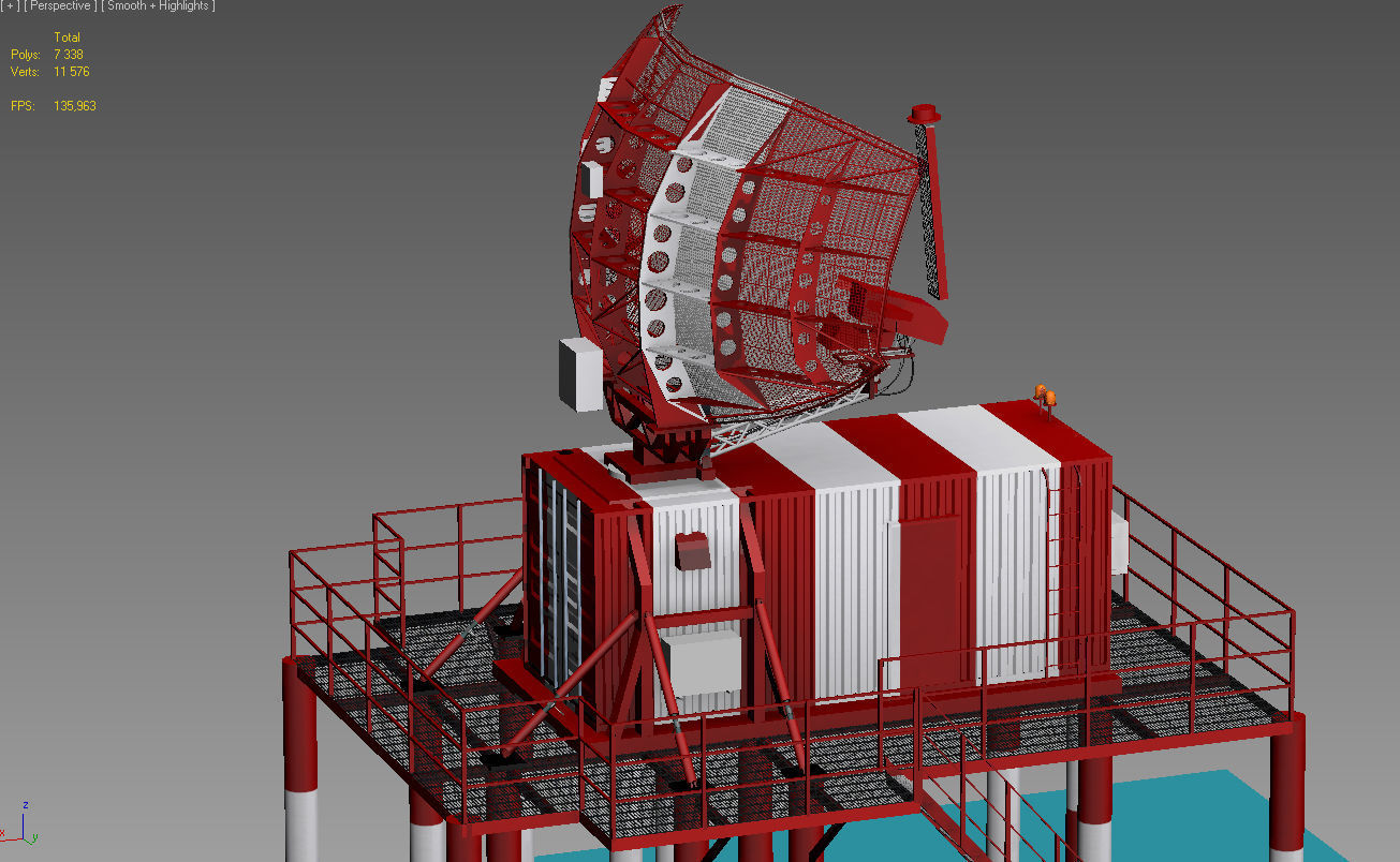 3D model AORL-1AC Aerodrome survey primary radar VR / AR / low-poly ...