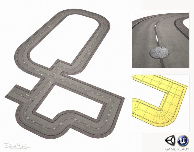 3D model Road Modules PBR Pack VR / AR / low-poly | CGTrader