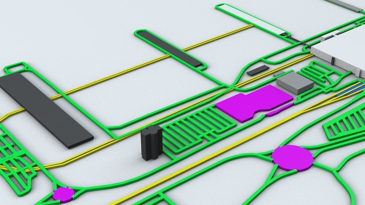 London Stansted STN Airport Roads Buildings and Public Transport 3D ...