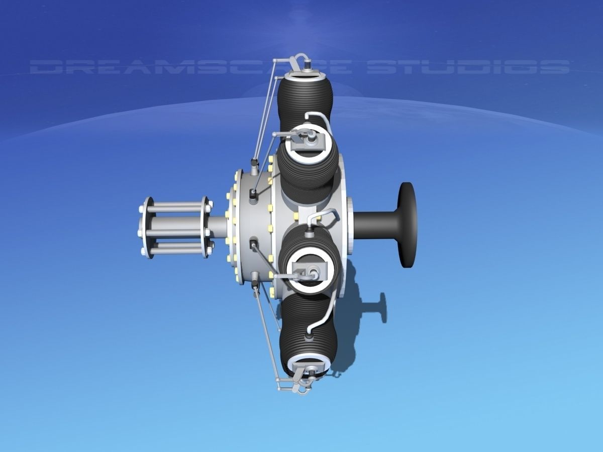 Rotary Aircraft Engine 3D Model rigged MAX OBJ 3DS LWO LW LWS DXF STL ...