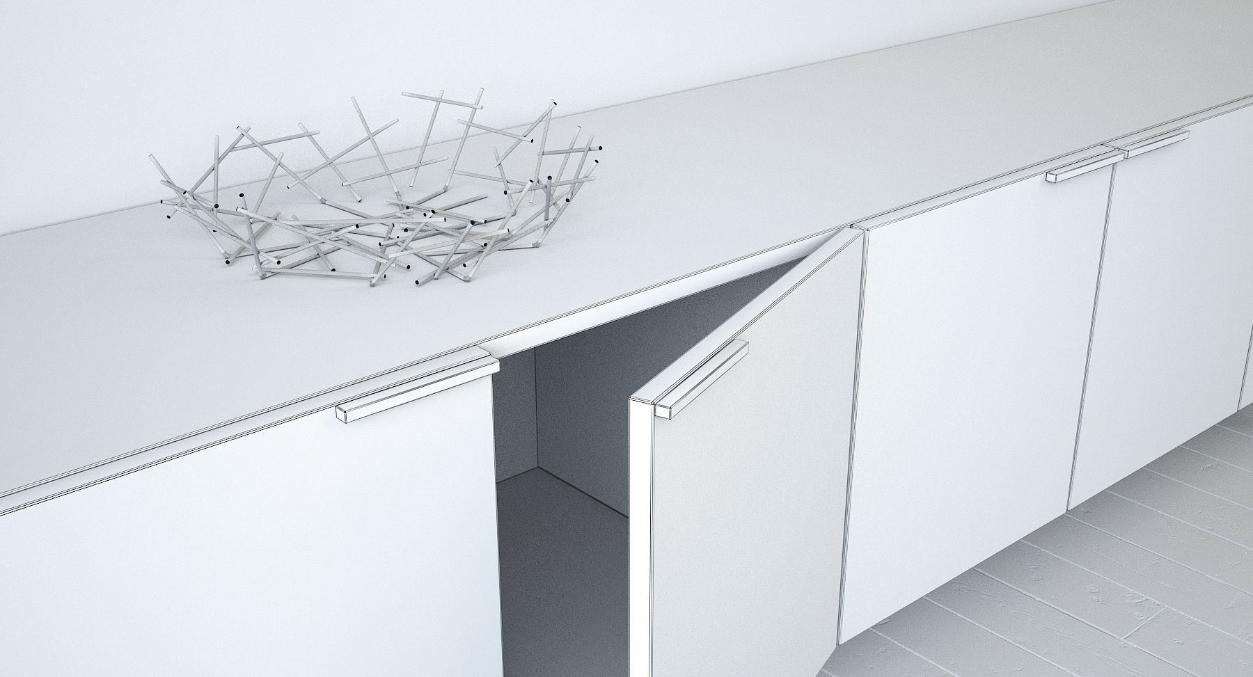 Pastoe frame sideboard Joost 3D model animated rigged | CGTrader